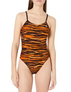 tyr womens crypsis cutoutfit, navy orange, 32