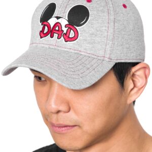 Disney Mens Cotton Mickey Mouse Dad Fan Baseball Cap, Grey