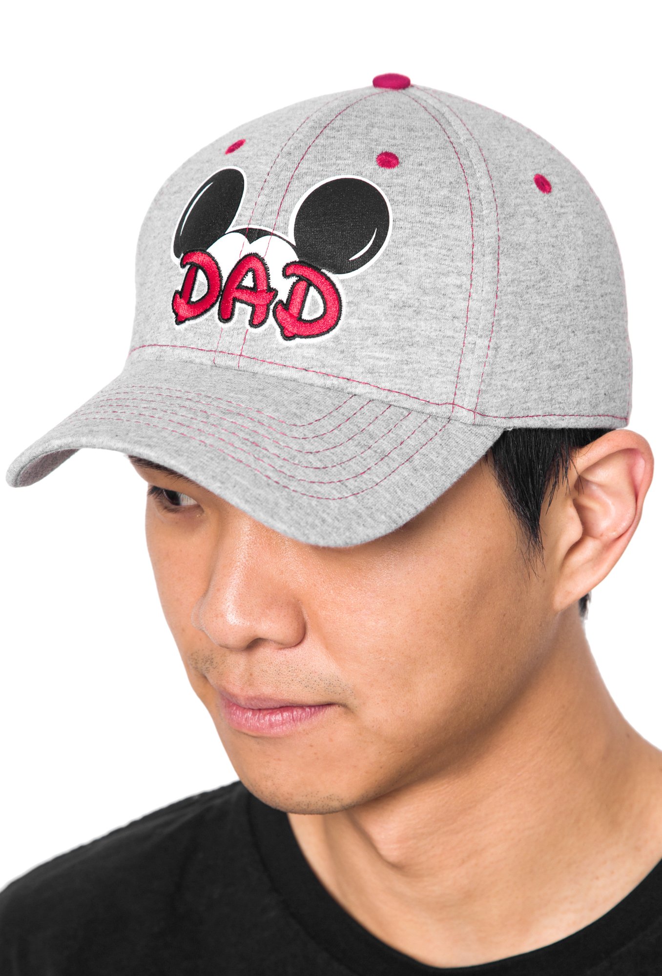 Disney Mens Cotton Mickey Mouse Dad Fan Baseball Cap, Grey