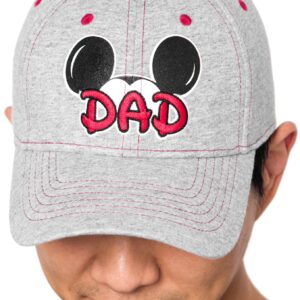 Disney Mens Cotton Mickey Mouse Dad Fan Baseball Cap, Grey