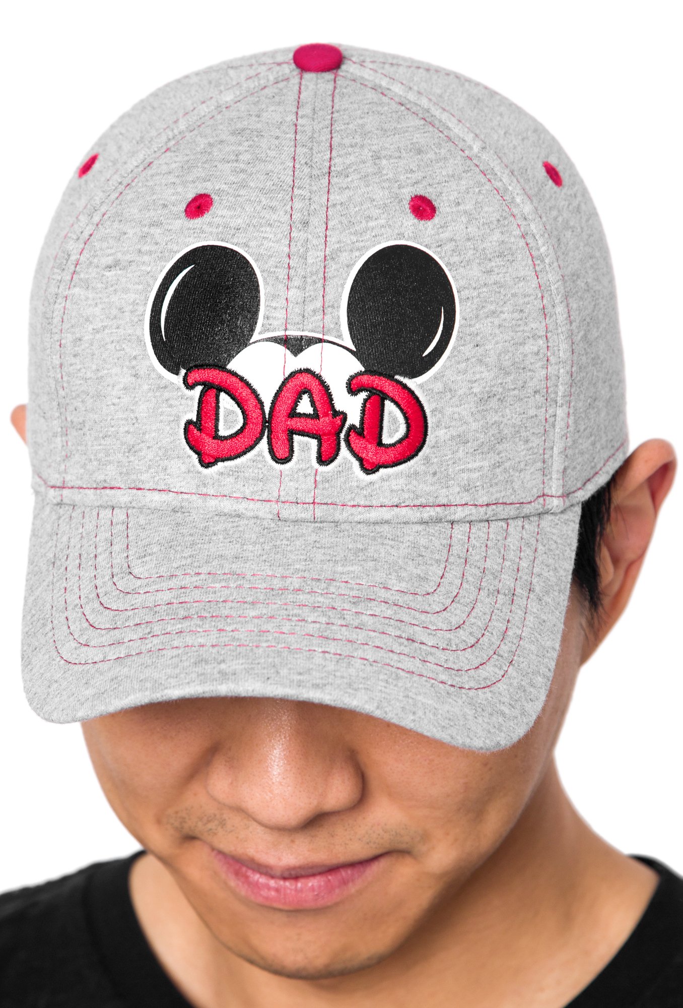 Disney Mens Cotton Mickey Mouse Dad Fan Baseball Cap, Grey