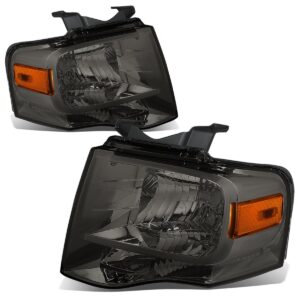 pair of smoked housing amber corner headlight lamps kit compatible with ford expedition u324 07-14