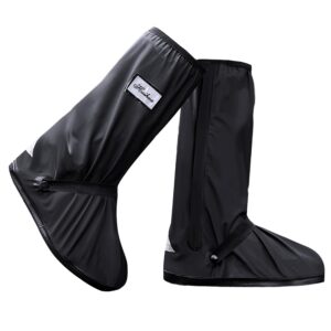 ushth black waterproof rain boot shoe cover with reflector (1 pair)x-large