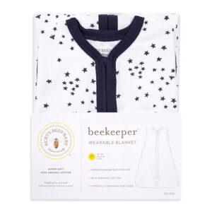 Burt's Bees Baby Baby Beekeeper Wearable Blanket, 100% Organic Cotton, Swaddle Transition Sleeping Bag, A Midnight Twinkle, Medium