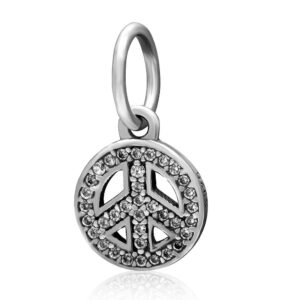 abaola symbol of peace dangle charm 925 sterling silver love beads fit for fashion charms bracelets (peace)