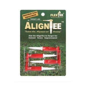 flex tee aligntee flexible plastic golf tees (4 pack) | virtually unbreakable driver tees with alignment aid, greater distance and accuracy, less resistance