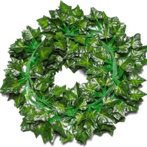 GPARK 84ft 12 Pack / 82 inch, Artificial Ivy Garland Fake Leaf Plants Vine, Hanging Leaves Garlands for Wedding Party Garden Kitchen Outdoor Greenery Wall Decor Green