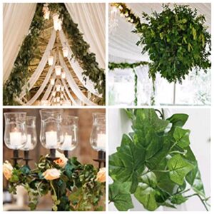 GPARK 84ft 12 Pack / 82 inch, Artificial Ivy Garland Fake Leaf Plants Vine, Hanging Leaves Garlands for Wedding Party Garden Kitchen Outdoor Greenery Wall Decor Green