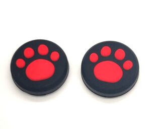 2 x silicone analog controller thumb stick joystick grips cap for nintendo switch ns/switch lite controller joy-con thumbstick cute cat paw claw (red)