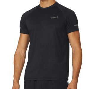 BALEAF Men's Running Shirts Workout Short Sleeve Athletic Gym T-Shirt Quick Dry Black M