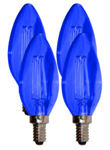 sleeklighting 5 watt e12 led filament candelabra blue light bulb, (60w incandescent replacement) chandelier torpedo tip, clear glass cover e12 base 4 pack