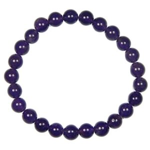 Myhealingworld Natural Amethyst Gemstone Bracelet Round 8mm Beaded Bracelet February Birthstone Wristband Balancing Stretch Wristlet for Men Women