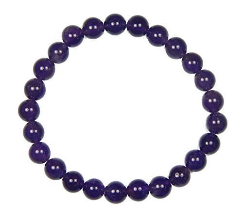 Myhealingworld Natural Amethyst Gemstone Bracelet Round 8mm Beaded Bracelet February Birthstone Wristband Balancing Stretch Wristlet for Men Women