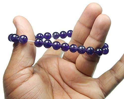 Myhealingworld Natural Amethyst Gemstone Bracelet Round 8mm Beaded Bracelet February Birthstone Wristband Balancing Stretch Wristlet for Men Women