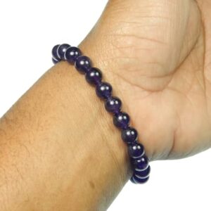 Myhealingworld Natural Amethyst Gemstone Bracelet Round 8mm Beaded Bracelet February Birthstone Wristband Balancing Stretch Wristlet for Men Women