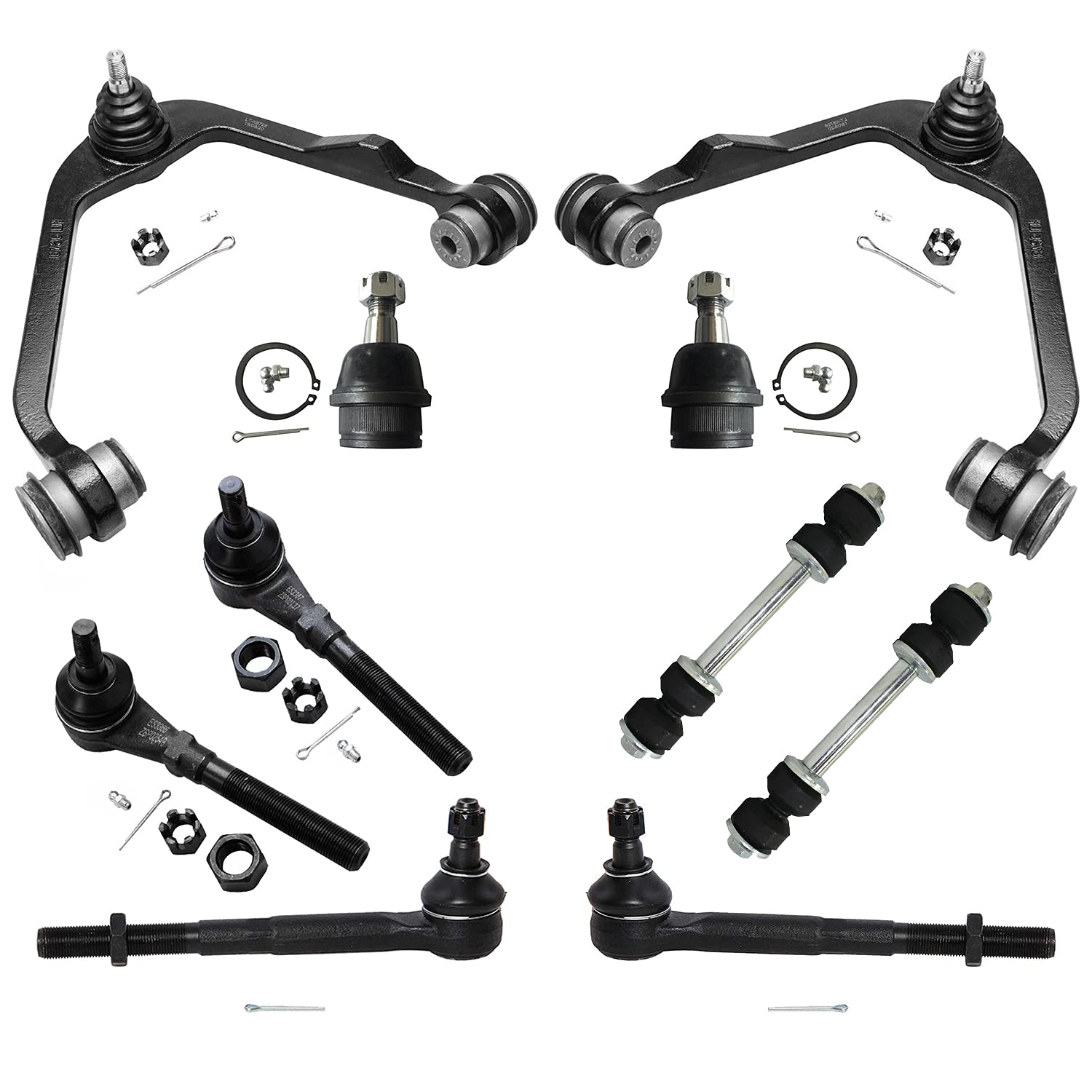 Detroit Axle - RWD Front End 10pc Suspension Kit for Ford F-150 F-250 Expedition Lincoln Navigator Blackwood, 2 Upper Control Arms 2 Lower Ball Joints 2 Sway Bars 4 Tie Rods Replacement