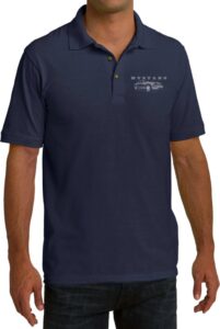 mens ford mustang with grill (pocket print) pique polo shirt, navy, xl