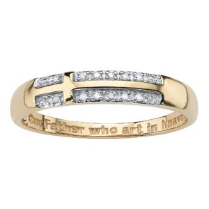 palmbeach yellow gold-plated sterling silver genuine diamond accent sideways cross ring sizes 6-16 size 9