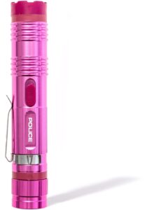 police m12 aluminum stun gun with led flashlight, pink