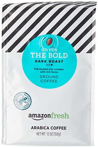 AmazonFresh Go For The Bold Ground Coffee, Dark Roast, 12 Ounce