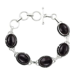 black onyx bracelet 925 silver overlay handmade vintage style jewelry for women mom wife