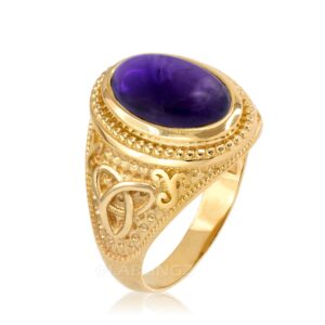 14k yellow gold celtic trinity purple amethyst february birthstone ring (15)