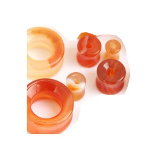 carnelian stone double sided flare ear tunnels (1 pair) (0g (8mm)) (a/3/2/a9)