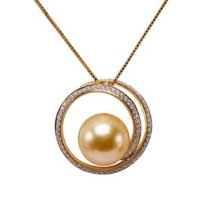 jyx pearl 14k gold pendant aaa quality genuine 11.5mm golden south sea pearl pendant necklace for women