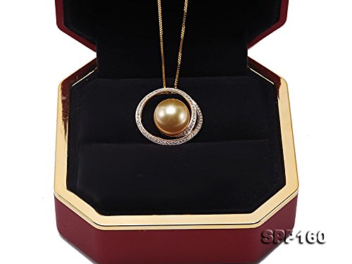 JYX Pearl 14K Gold Pendant AAA Quality Genuine 11.5mm Golden South Sea Pearl Pendant Necklace for Women