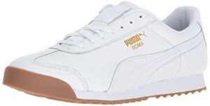 puma mens roma sneaker, puma mens white-puma mens team gold, 9.5