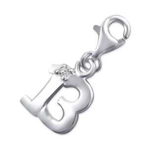 number 13 charm lobster clasp sterling silver 925 for charm bracelet (3340 silver)