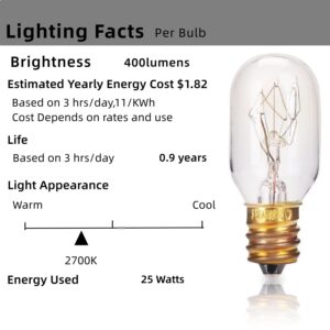 Moflekja Himalayan Salt Lamp Bulbs, T20 25W Original Replacement Long Lasting Incandescent Candelabra Light Bulbs E12 Socket, 120V 2700K Warm White, Pack of 12