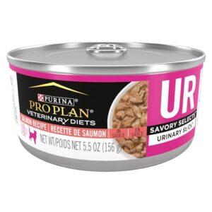 purina pro plan veterinary diets ur urinary st/ox savory selects feline formula salmon recipe in sauce wet cat food - (pack of 24) 5.5 oz. cans