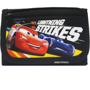 disney car strikes authentic licensed children trifold wallet (black)