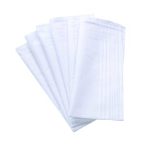 MileyMarla Men's White 100% Cotton Handkerchief Hankie Hankerchieves 6PCS