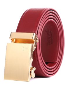 tonywell men's leather ratchet belt with automatic buckle, 1 3/8" wide, trim to fit dress casual belts