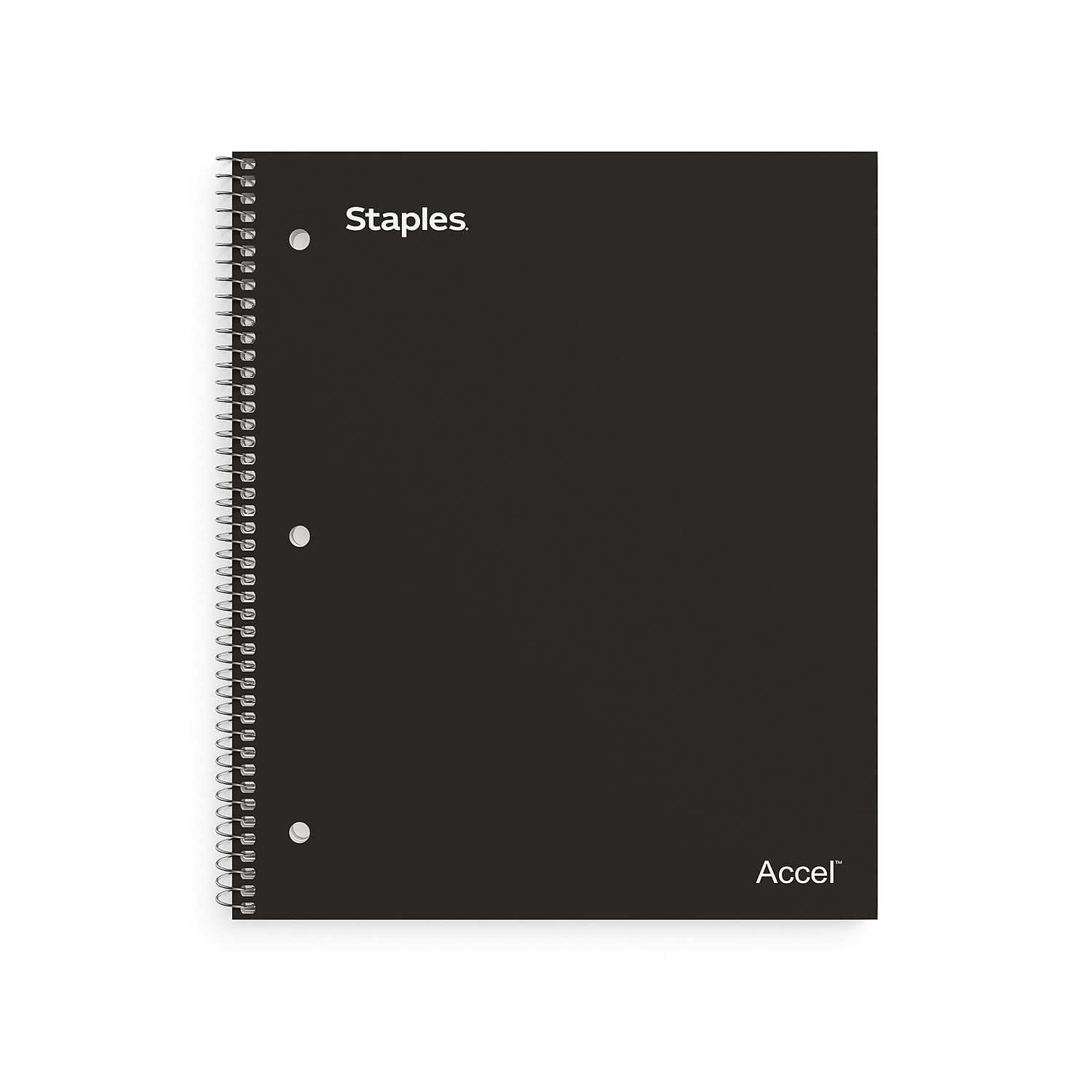 Staples 2072483 Accel Durable Poly Cover Notebook College Ruled Black 8-1/2-Inch x11-Inch 12 PK