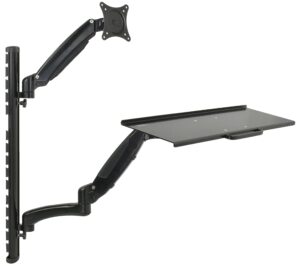 vivo black sit-stand wall mount counterbalance height adjustable monitor and keyboard workstation for screens up to 27 inches stand-sit1k