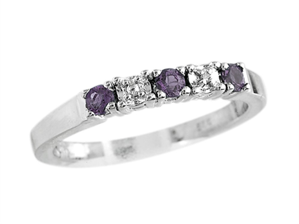 FJC Finejewelers 2.5mm Amethyst Band/Ring Sterling Silver Size 7