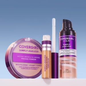 CoverGirl & Olay Simply Ageless 3-in-1 Liquid Foundation, Matte Finish, Hyaluronic & Vitamin C Formula, Cruelty Free, Classic Ivory, 1 Count