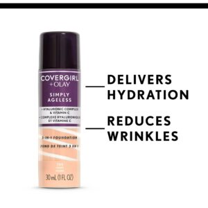 CoverGirl & Olay Simply Ageless 3-in-1 Liquid Foundation, Matte Finish, Hyaluronic & Vitamin C Formula, Cruelty Free, Classic Ivory, 1 Count