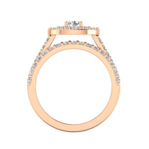 2.00ct Cushion Halo Diamond Engagement Wedding Ring Set 10K Rose Gold (H-I, I2-I3)