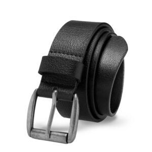 mens casual belt leather, super soft full grain leather comfort belt, black, size 36 (waist 34)