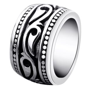 trendy wide stainless steel celtic band thumb ring for men manly vintage punk biker jewely size 8