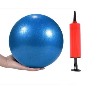 comkit mini yoga pilates ball 10 inch for stability exercise training gym anti burst and slip resistant balls with inflatable straw (blue)