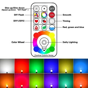 ILC LED Color Changing Light Bulb, 120 Colors, 5700K Daylight White, 70 Watt Equivalent with Remote Control RGBW RGB Daylight and White – Timing Function - A19 E26 Edison Screw (2 Pack)