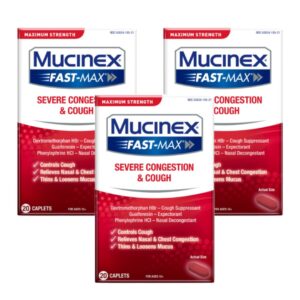 mucinex fast-max adult severe congestion and cold caplets, 20 count (pack of 3)