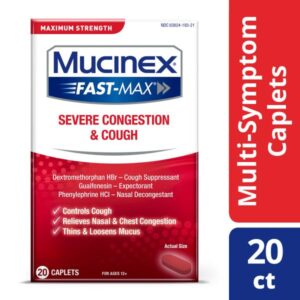 Mucinex Fast-Max Adult Severe Congestion and Cold Caplets, 20 Count (Pack of 3)