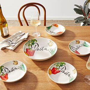 Lorren Home Trends 5 Piece Porcelain Pasta Set Vegetable Design, Multicolor