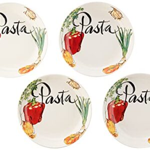 Lorren Home Trends 5 Piece Porcelain Pasta Set Vegetable Design, Multicolor